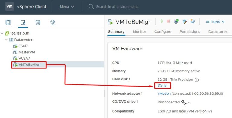 vSphere Storage vMotion – VMC